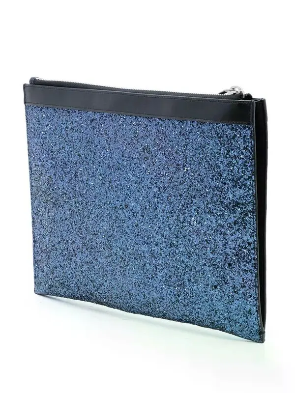 Saint Laurent Glittered Leather Zipped Tablet Pouch Clutch Bag