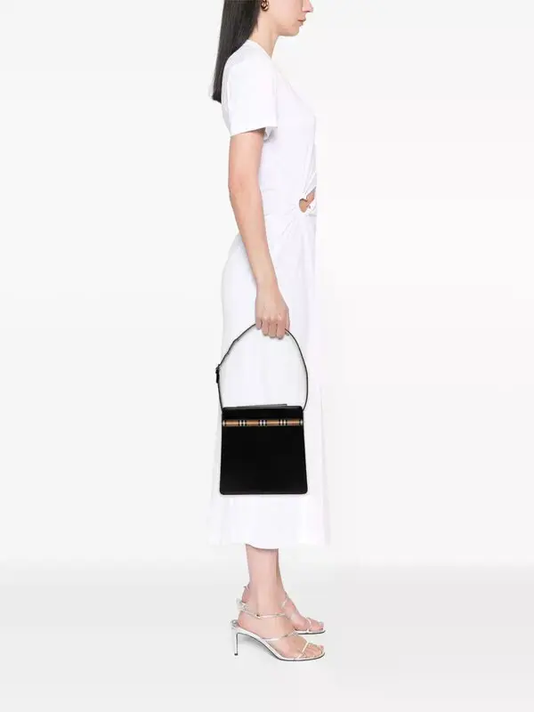 Burberry House Check Trimmed Leather Shoulder Bag