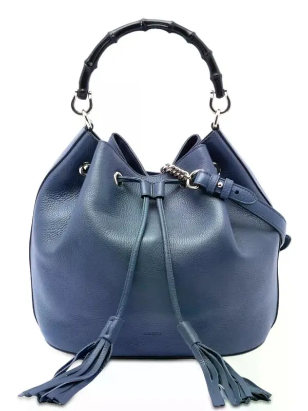 Gucci Miss Bamboo Tassel Bucket Bag - Blue