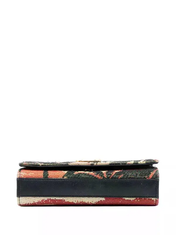 Saint Laurent Embroidered Canvas Palm Tree Monogram Kate Bag - Red