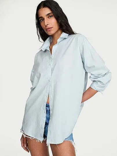 Victoria's Secret Heritage Cotton Button-front Sleepshirt - Print