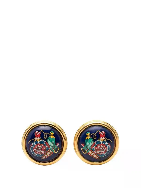 Hermès Enamel And Gold-plated Clip-on Earrings - Blue