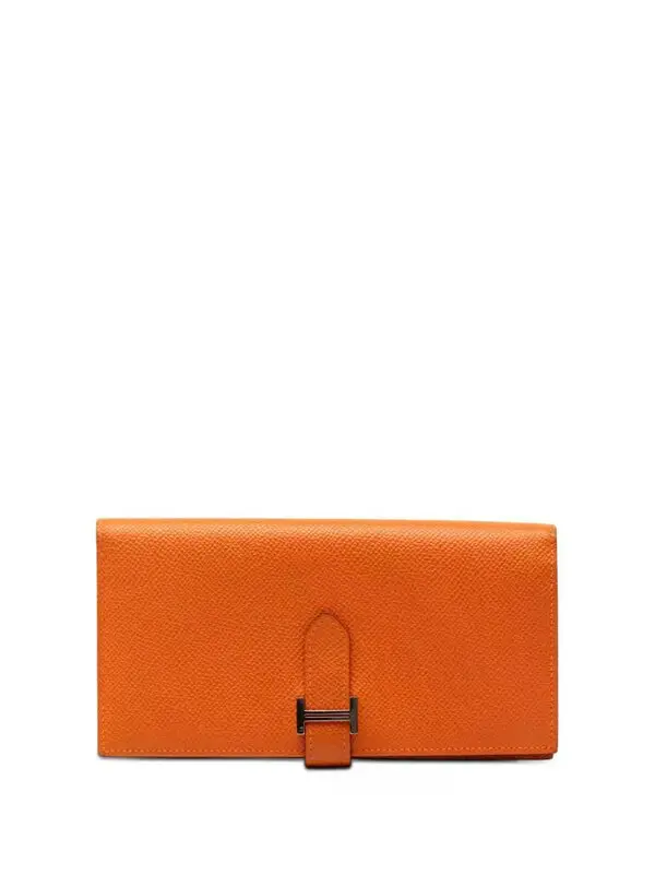 Hermès 2013 Epsom Bearn Soufflet Wallet Long Wallets - Orange