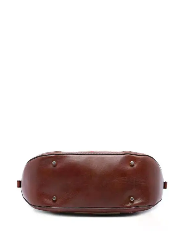Burberry Small Leather Trimmed House Check Canvas Bridle Orchard Satchel - Brown