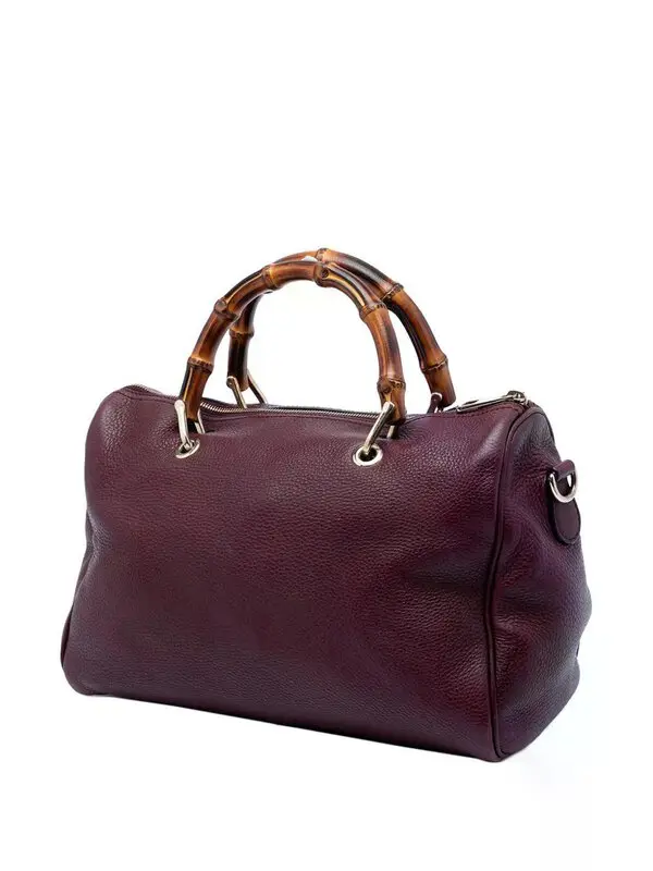 Gucci Medium Calfskin Bamboo Shopper Boston Bag Satchel - Red