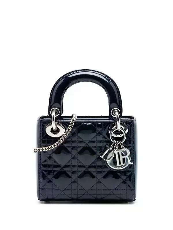 Dior Patent Cannage Lady Satchel - Blue