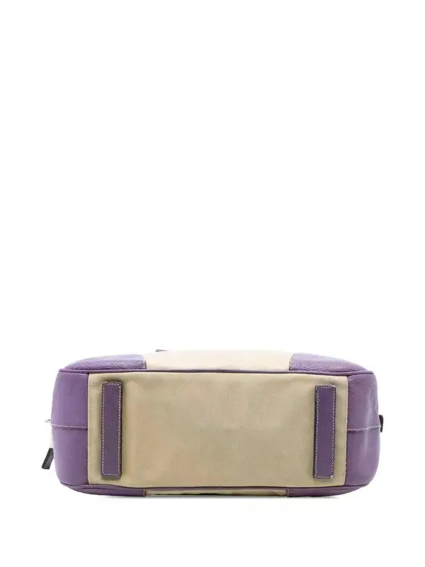 Prada Cinghiale Trimmed Canvas Canapa Bauletto Bag Handbag