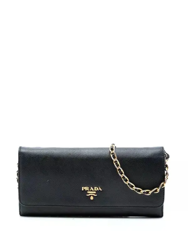 Prada 2010-2025 Saffiano Wallet On Chain Crossbody Bag - Black