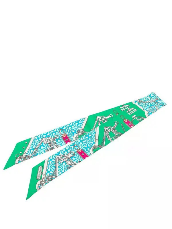 Hermès 2000-2026 More Et Gourmettes Remix Twilly Scarf Scarves - Green
