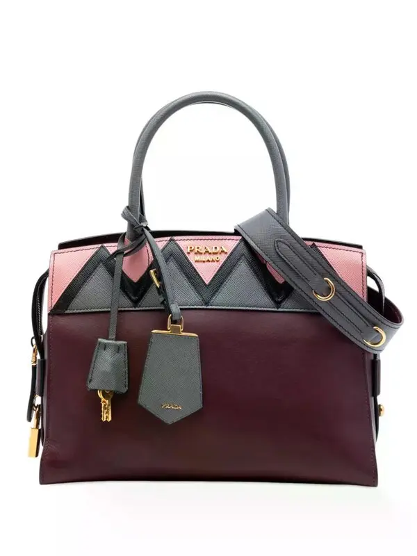 Prada Saffiano Leather Greca Esplanade Satchel - Red