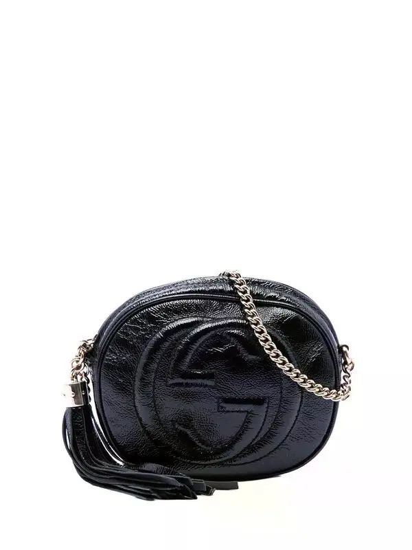 Gucci Patent Leather Soho Chain Crossbody Bag - Black