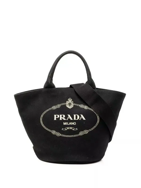 Prada Canapa Logo Satchel - Black
