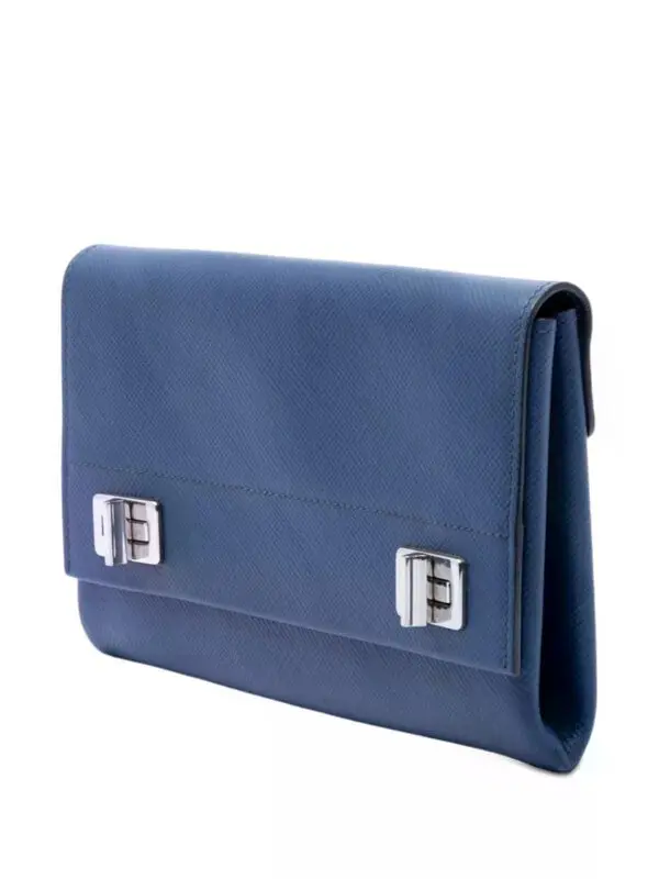 Prada Saffiano Leather Twist Lock Chain Flap Crossbody Bag