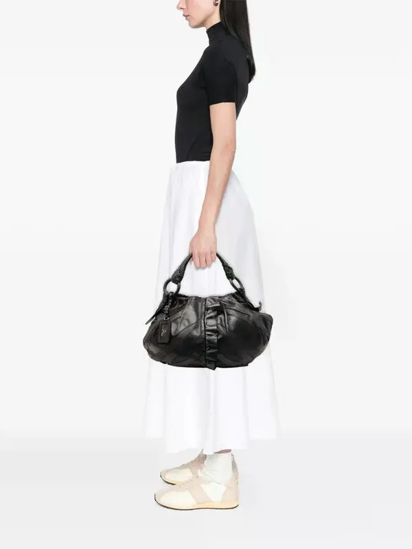Prada Nappa Mordoré Ruffle Hobo Bag - Black