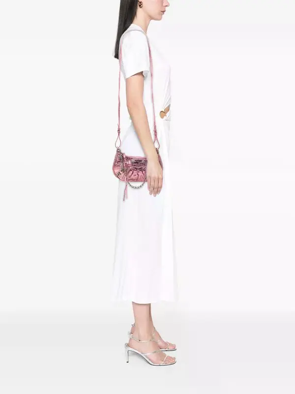 Balenciaga 2021 Metallic Lambskin Le Cagole Xs Crossbody Bag - Pink