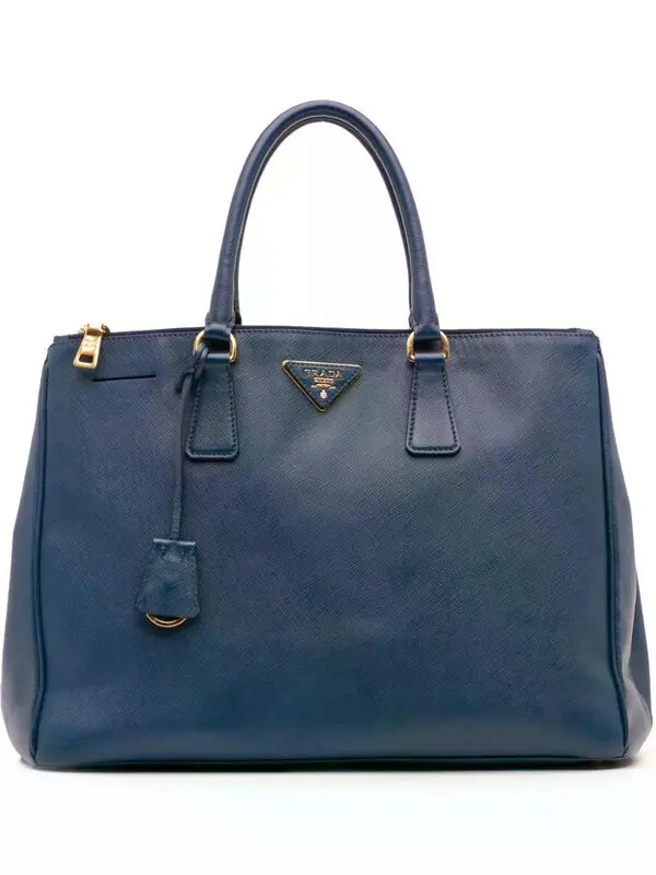 Prada Saffiano Lux Galleria Double Zip Tote Bag - Blue