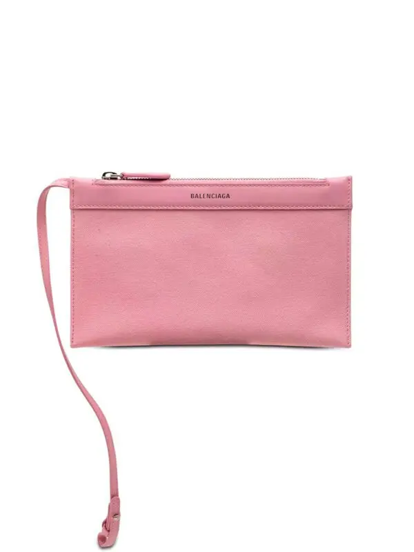 Balenciaga 2005-2026 Canvas Navy Cabas Pouch - Pink