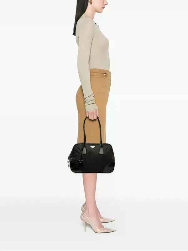 Prada Soft Calf Trimmed Bauletto Bag Handbag