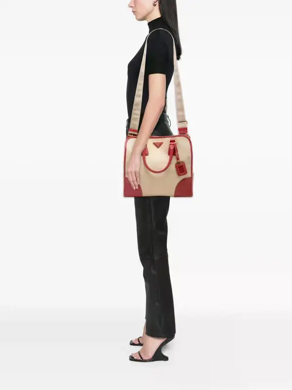 Prada Canapa Saffiano Trimmed Canvas Satchel
