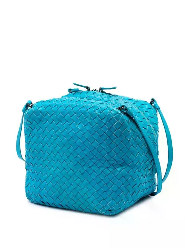 Bottega Veneta Nappa Intrecciato Cube Crossbody Bag - Blue