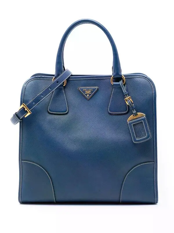 Prada Saffiano Lux Shopping Tote - Blue
