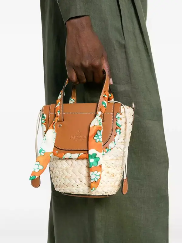 CUBA LAB Habanera Floral-print Silk-trim Tote Bag - Neutrals