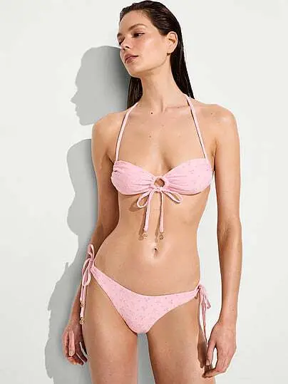 Victoria's Secret Eyelet Tie-front Bandeau Bikini Top - Pink