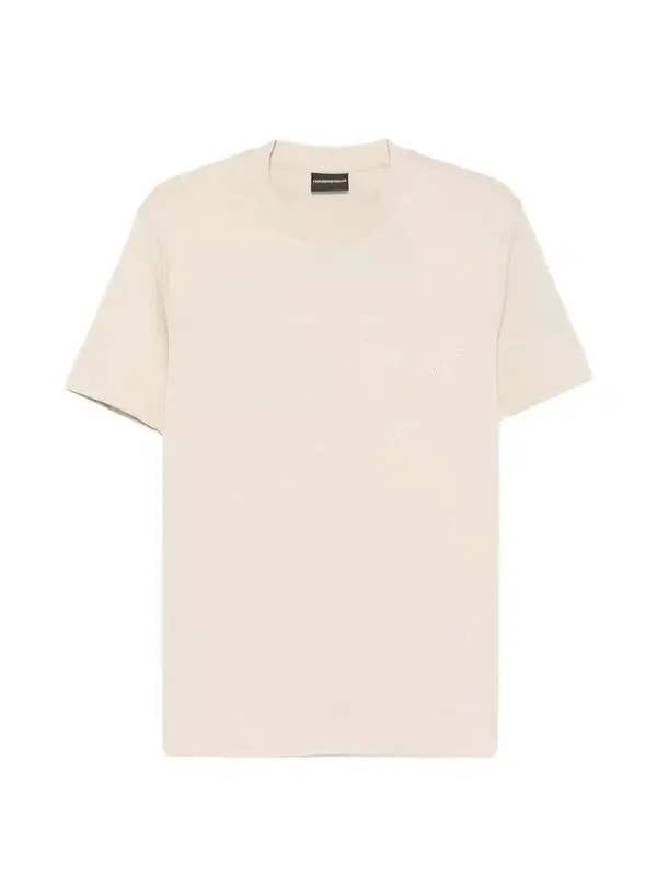 Emporio Armani Logo-embroidered T-shirt - Neutrals