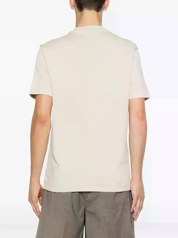 Emporio Armani Logo-embroidered T-shirt - Neutrals