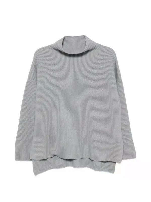 LA JULIE CASHMERE Ribbed-knit Roll Neck Sweater - Grey