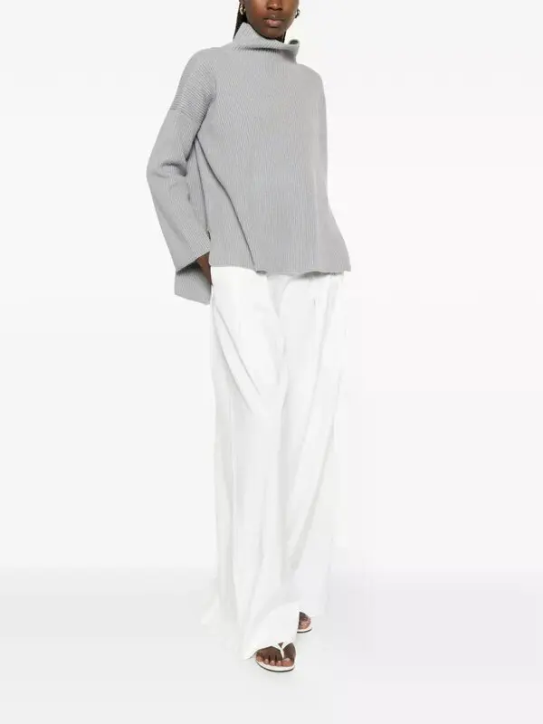 LA JULIE CASHMERE Ribbed-knit Roll Neck Sweater
