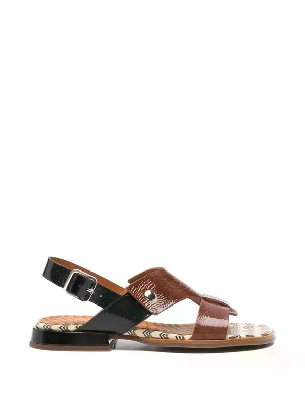 Chie Mihara Wenka Patent Leather Slingback Sandals - Brown