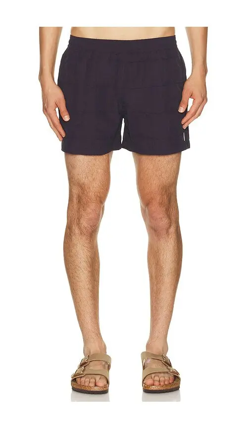 AUTO-REPLY 4 Grid Pintuck Sebastian Swim Trunk - Navy