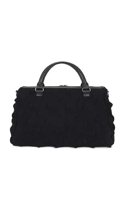 MADFRENZY Spiked Knit Duffel Bag With Leather Trim