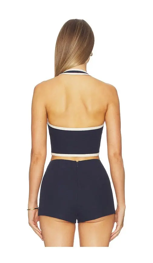 LOVERS AND FRIENDS Halter Neck Cropped Button Down Top