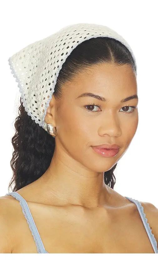 My Beachy Side Fleur Hand Crocheted Bandana Scarf - Blue