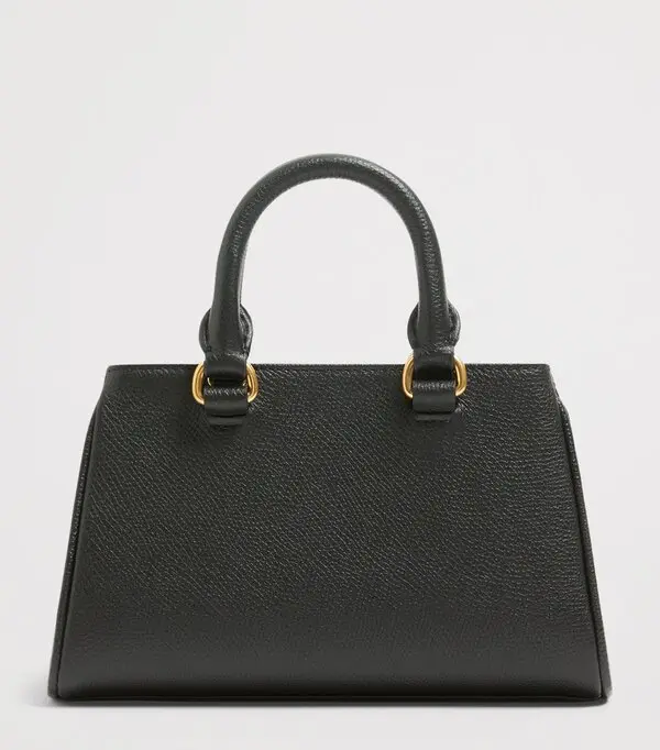 Valentino Garavani Mini Leather Vlogo Signature Top-handle Bag - Black