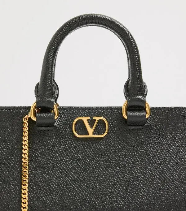 Valentino Garavani Mini Leather Vlogo Signature Top-handle Bag - Black
