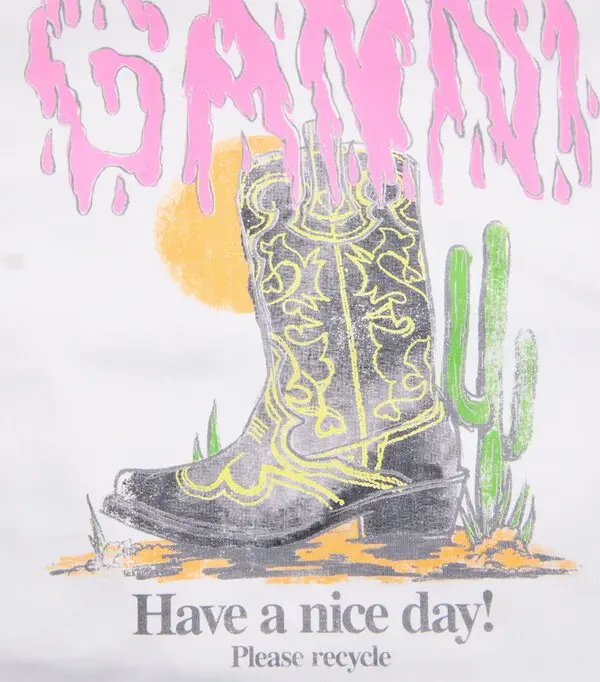 GANNI Organic Cotton Cowboy Boot Graphic T-shirt