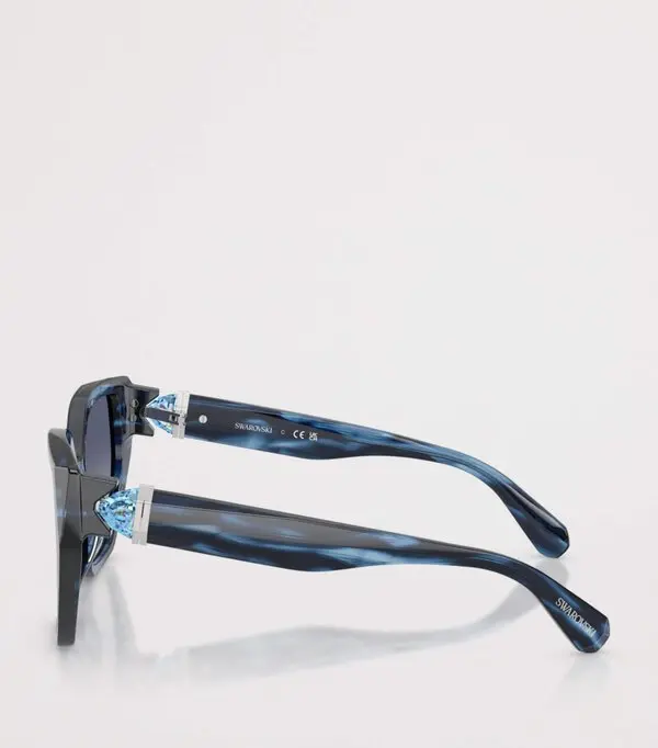SWAROVSKI Sk6044u Irregular Sunglasses With Crystal Embellishments - Blue