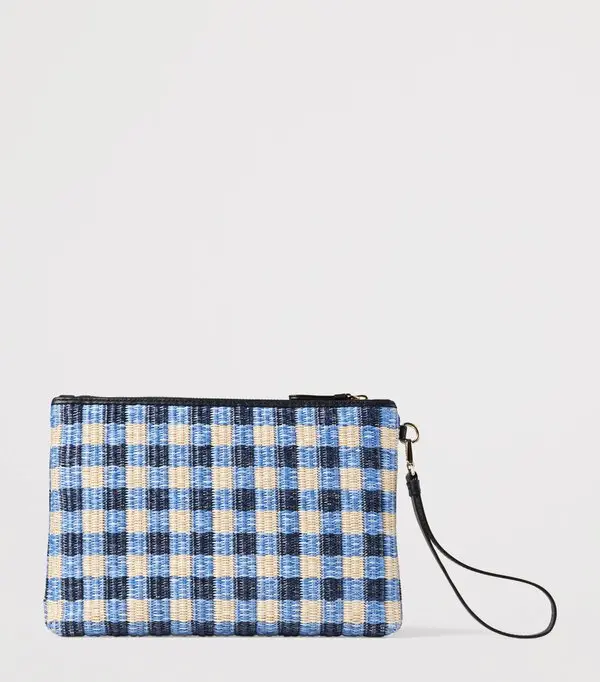 JIMMY CHOO Raffia Gingham Logo Pouch