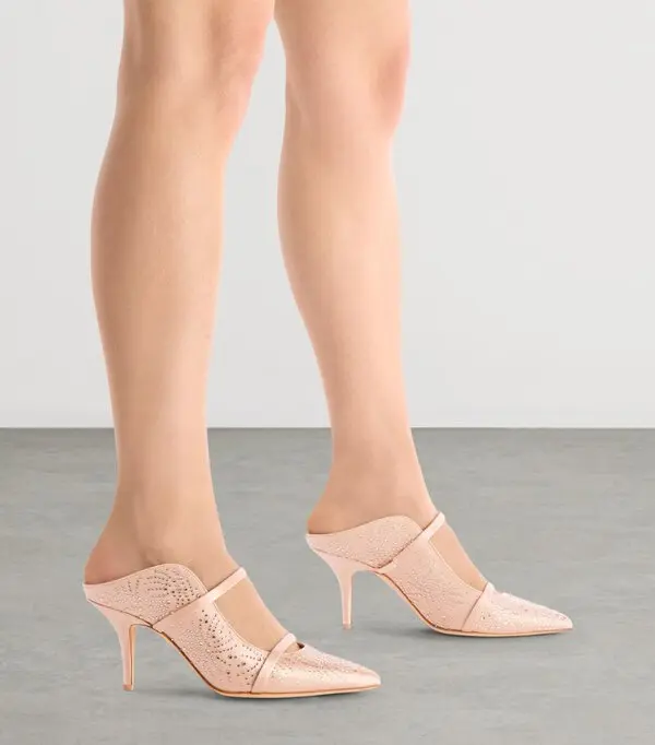 MALONE SOULIERS Satin Crystal-embellished Stiletto Heeled Mules - Metallic