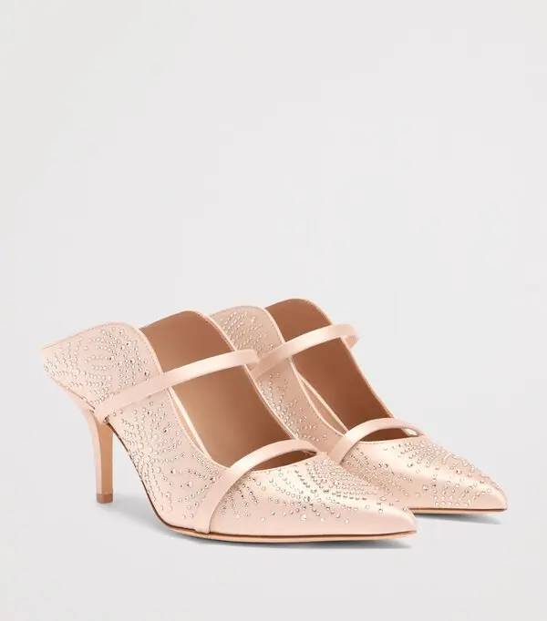 MALONE SOULIERS Satin Crystal-embellished Stiletto Heeled Mules - Metallic
