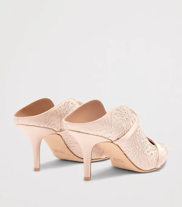 MALONE SOULIERS Satin Crystal-embellished Stiletto Heeled Mules - Metallic