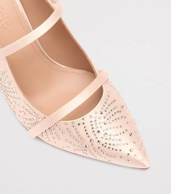 MALONE SOULIERS Satin Crystal-embellished Stiletto Heeled Mules - Metallic