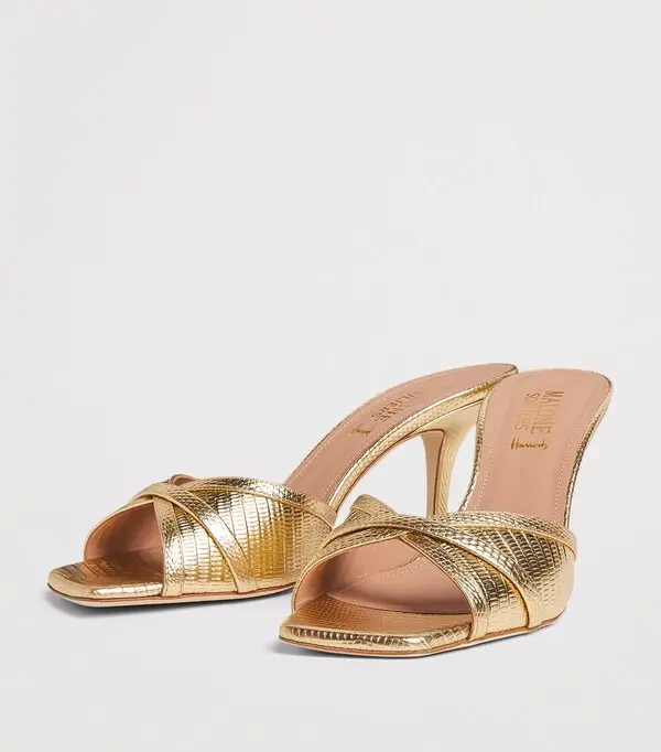 MALONE SOULIERS Exclusive Metallic Leather Embossed Mules - Gold