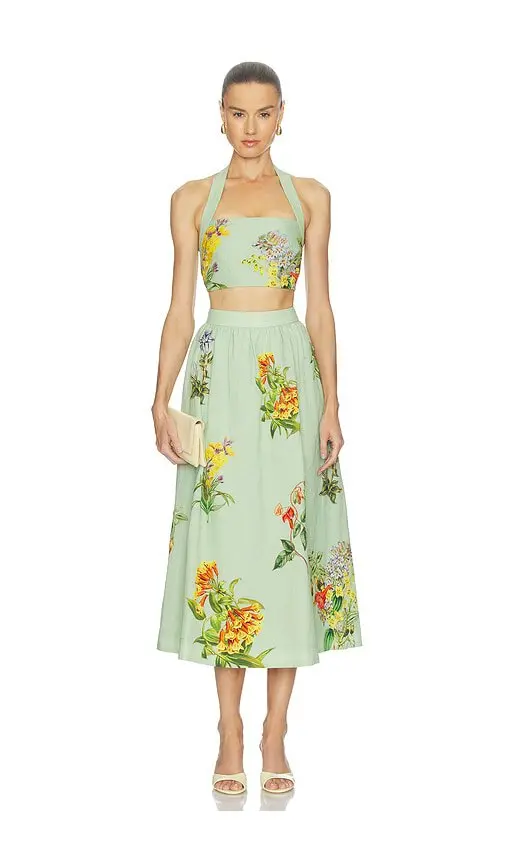 Hemant & Nandita Cropped Halter Top - Mint