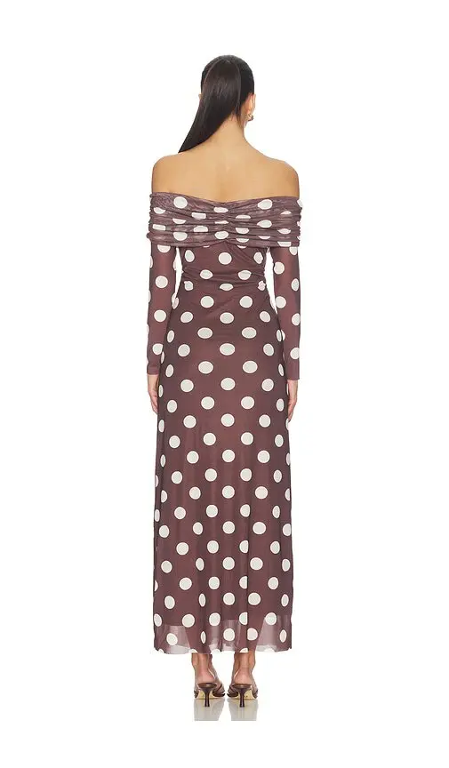 Steve Madden Aurelia Polka Dot Off-shoulder Maxi Dress