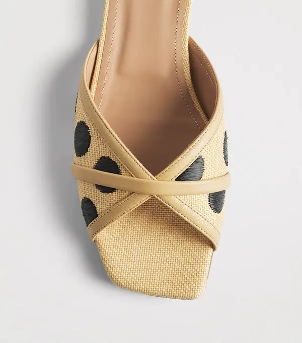 MALONE SOULIERS Raffia And Leather Flat Mules