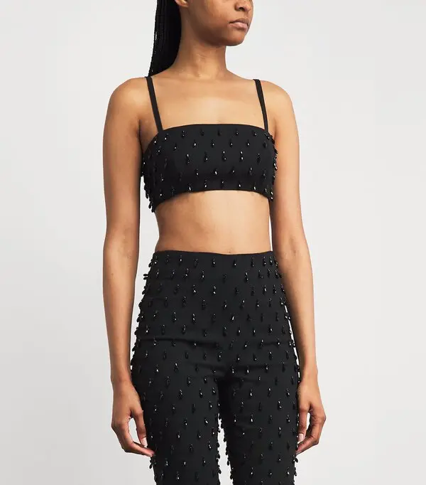 Carolina Herrera Embellished Stretch-wool Bandeau Crop Top